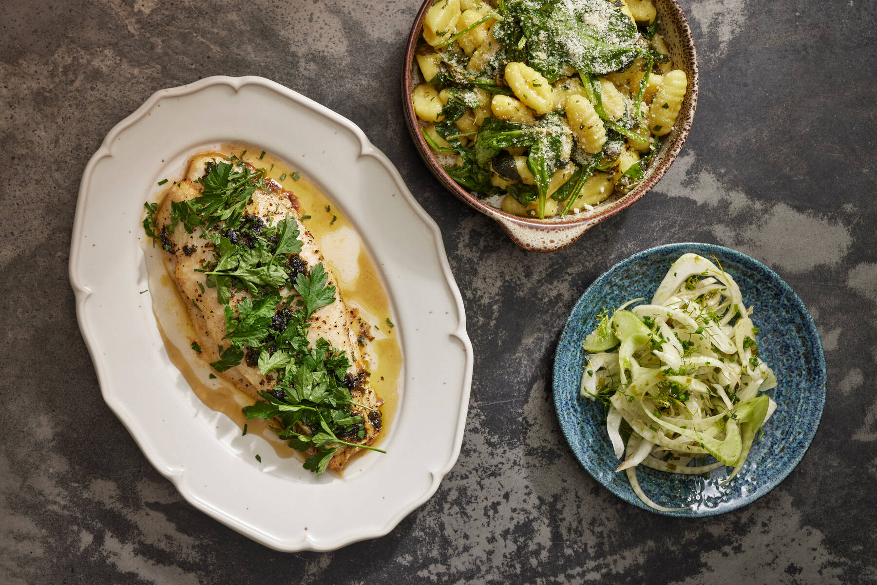 Pangasius meuniere ja yrtti-voi gnocchit - Valio Aimo